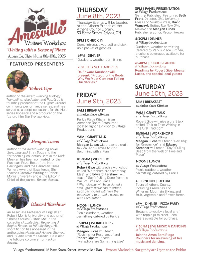 Inaugural Amesville Writers’ Workshop cultivates ‘sense of place ...