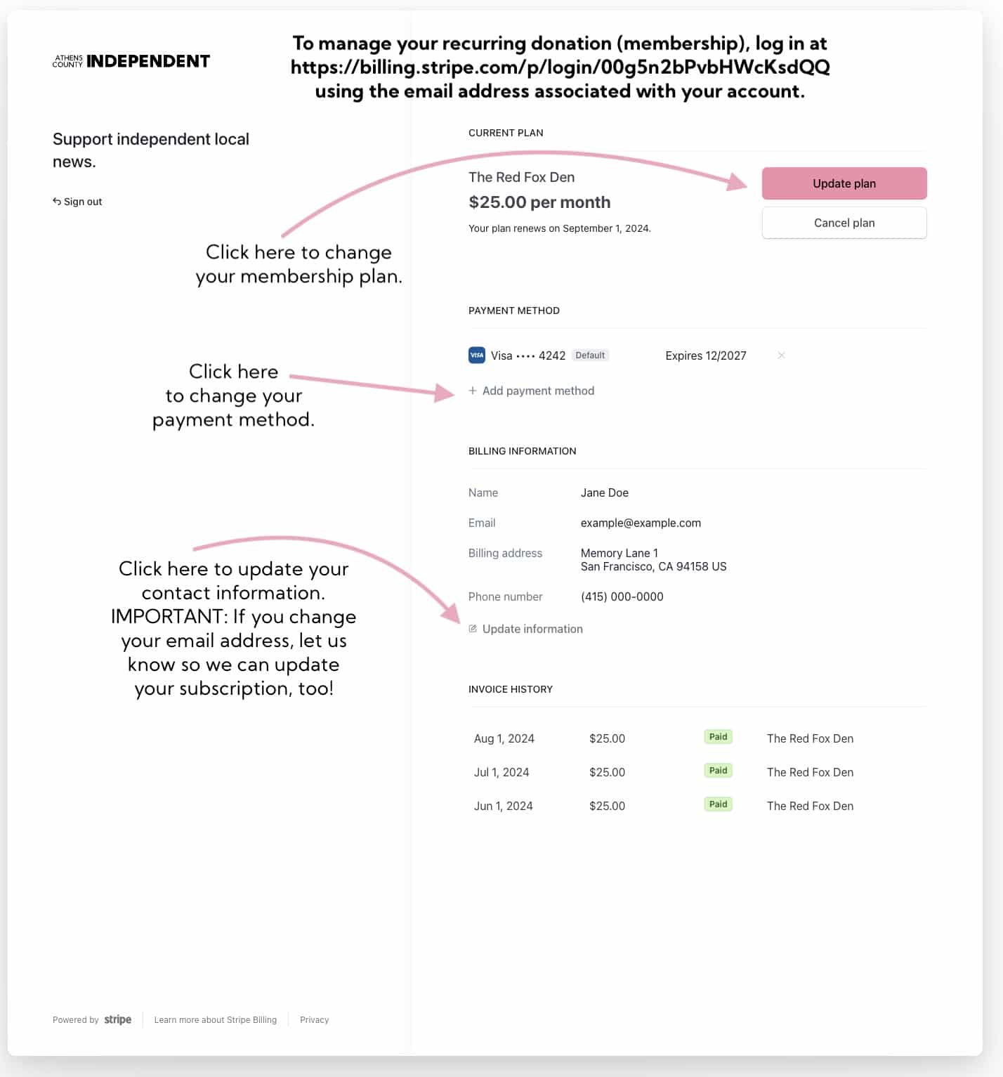 How to update your membership account – Athens County Independent